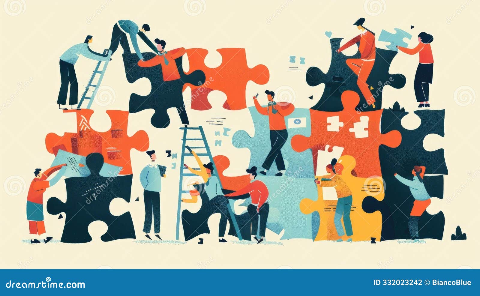 A Group of Diverse People Work Together To Solve a Puzzle the Image ...