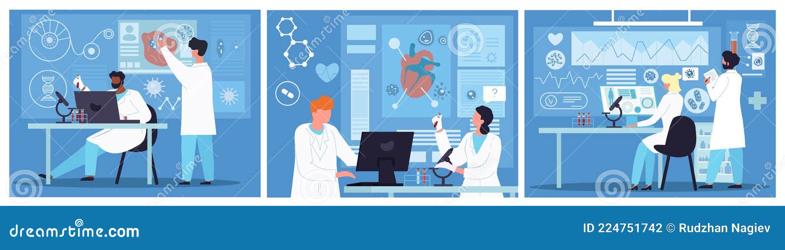 Group of Diverse Scientists Work in Laboratory. Stock Vector ...