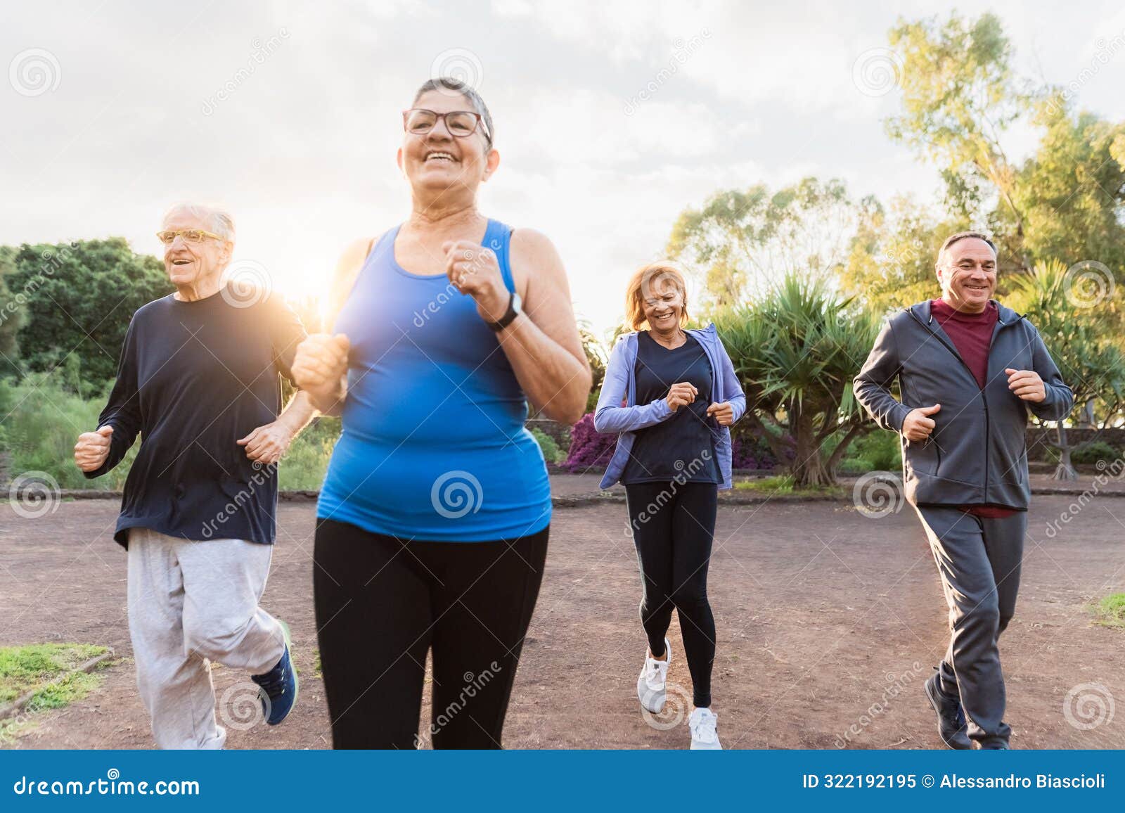 Group of Diverse Senior People Jogging at Park Stock Image - Image of ...