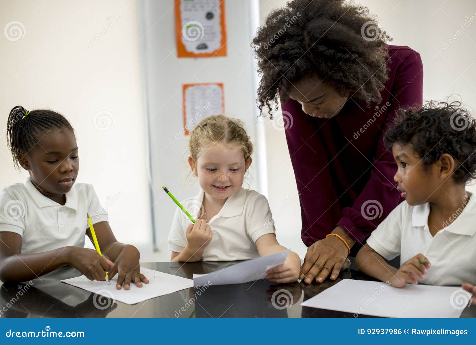 Group of Diverse Students Drawing in Art Class Stock Photo - Image of ...
