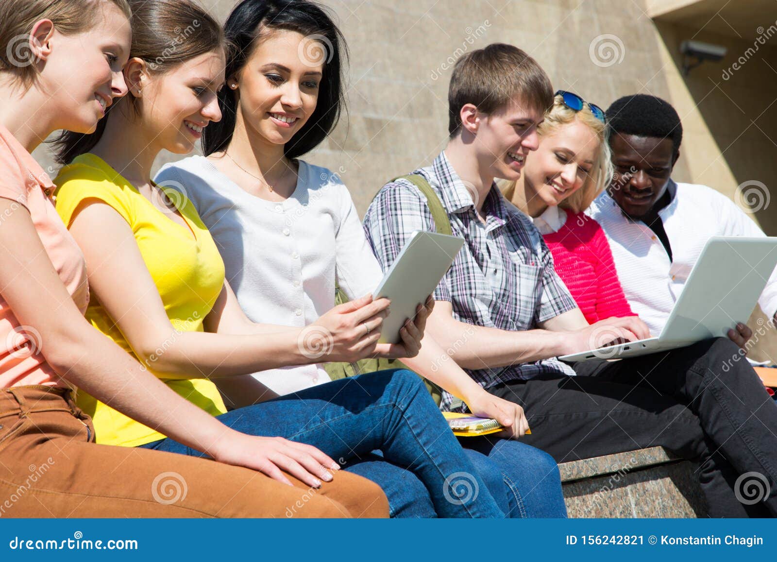 Group of Diverse Students Outside Stock Image - Image of laughing ...