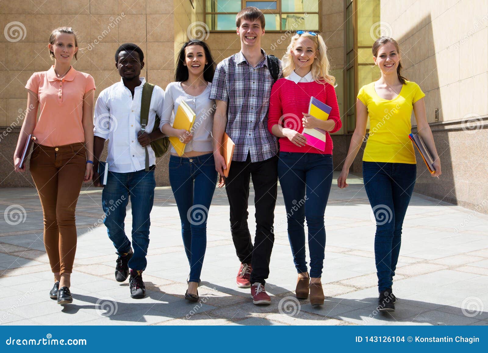 Group of Diverse Students Walking Together Stock Photo - Image of ...
