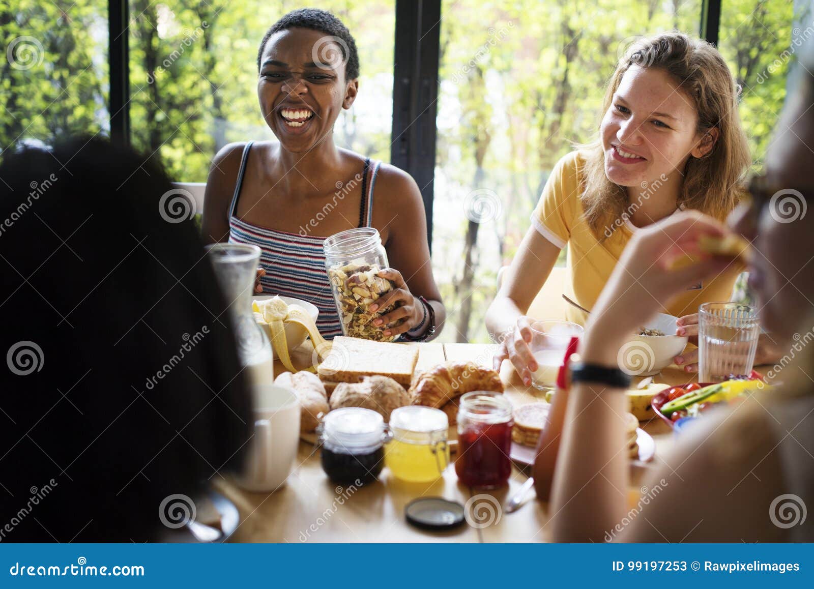 Group of Diverse Women Having Breakfast Together Stock Image - Image of ...