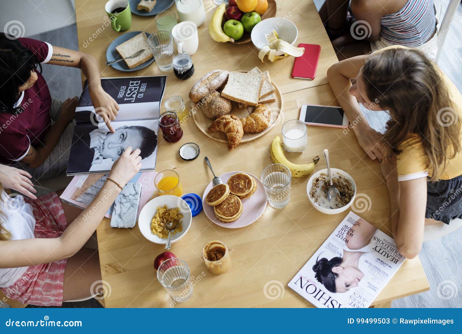 Group of Diverse Women are Having Breakfast Together Stock Image ...