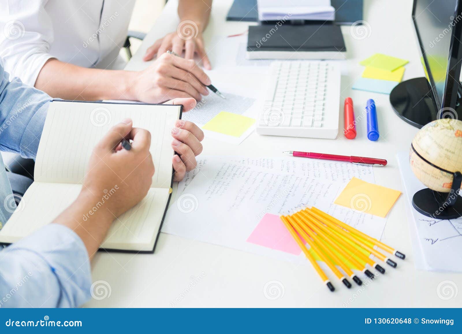 Group of Diverse Young Adults University Tutor Presentation Work Stock ...