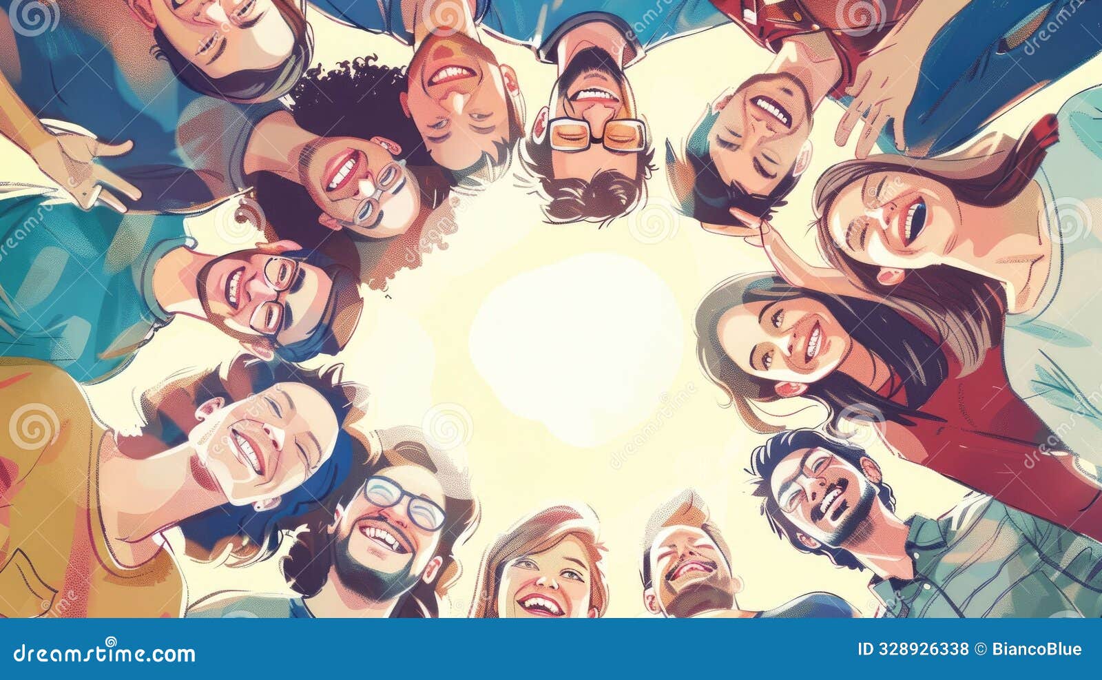 A Group of Diverse Young People Huddle Together, Smiling and Laughing ...