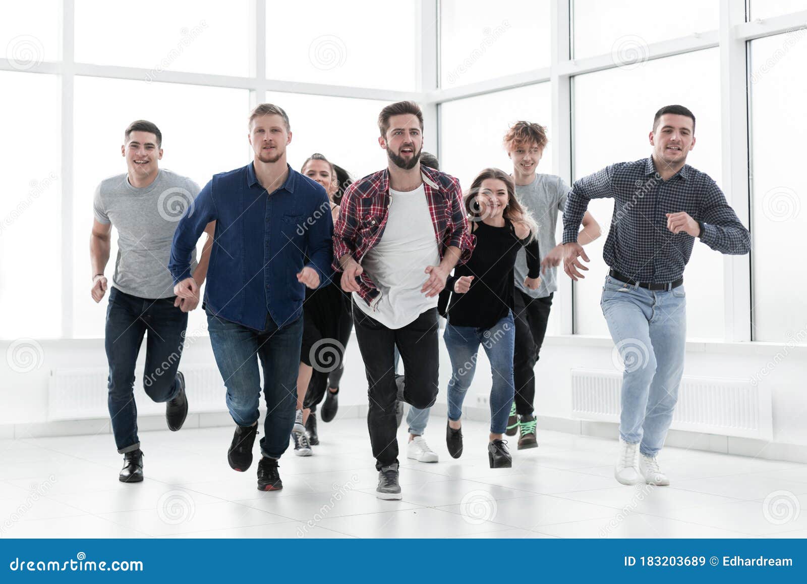 Group of Diverse Young People Running Forward Stock Image - Image of ...