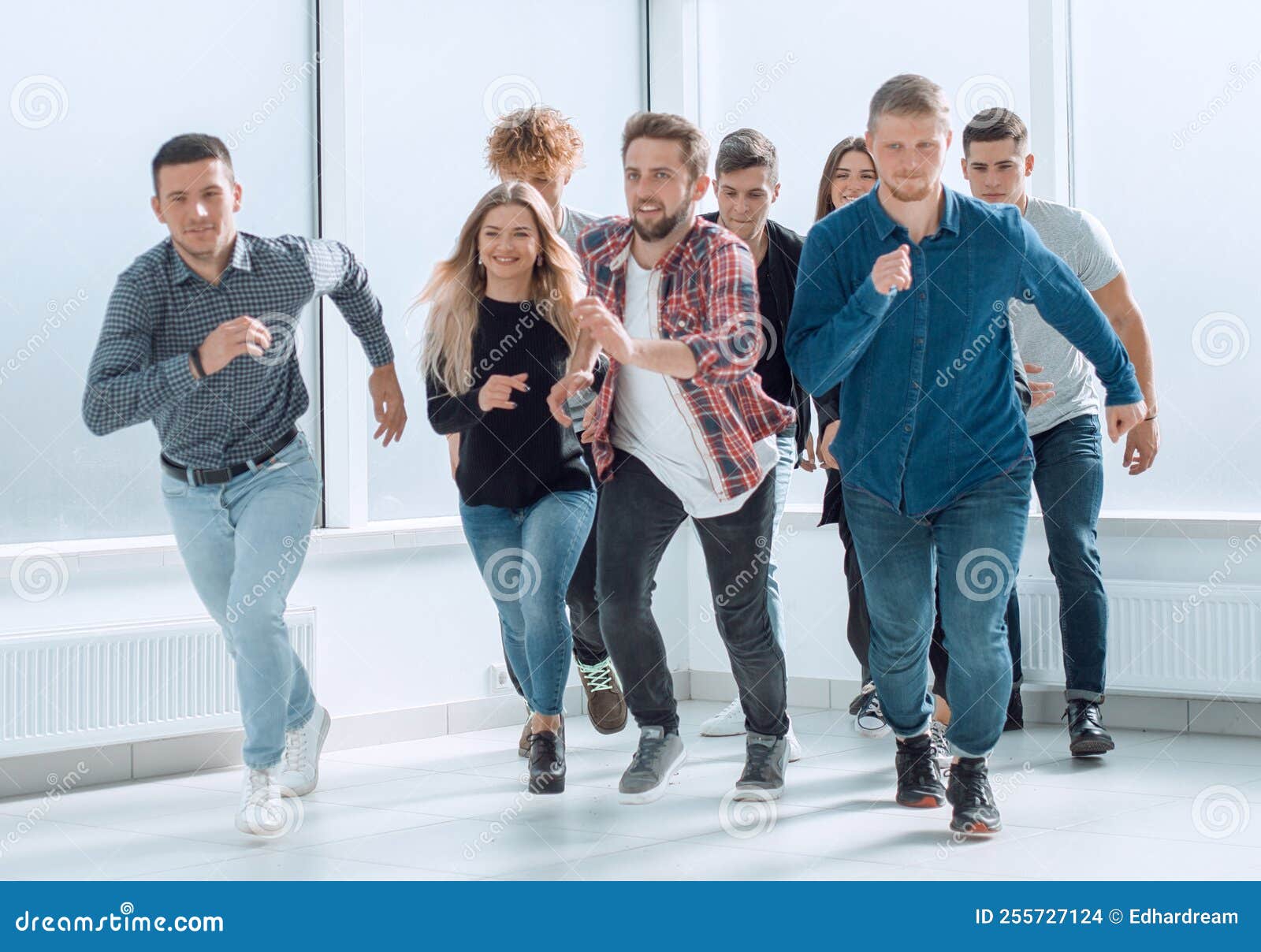 Group of Diverse Young People Running Forward Stock Photo - Image of ...