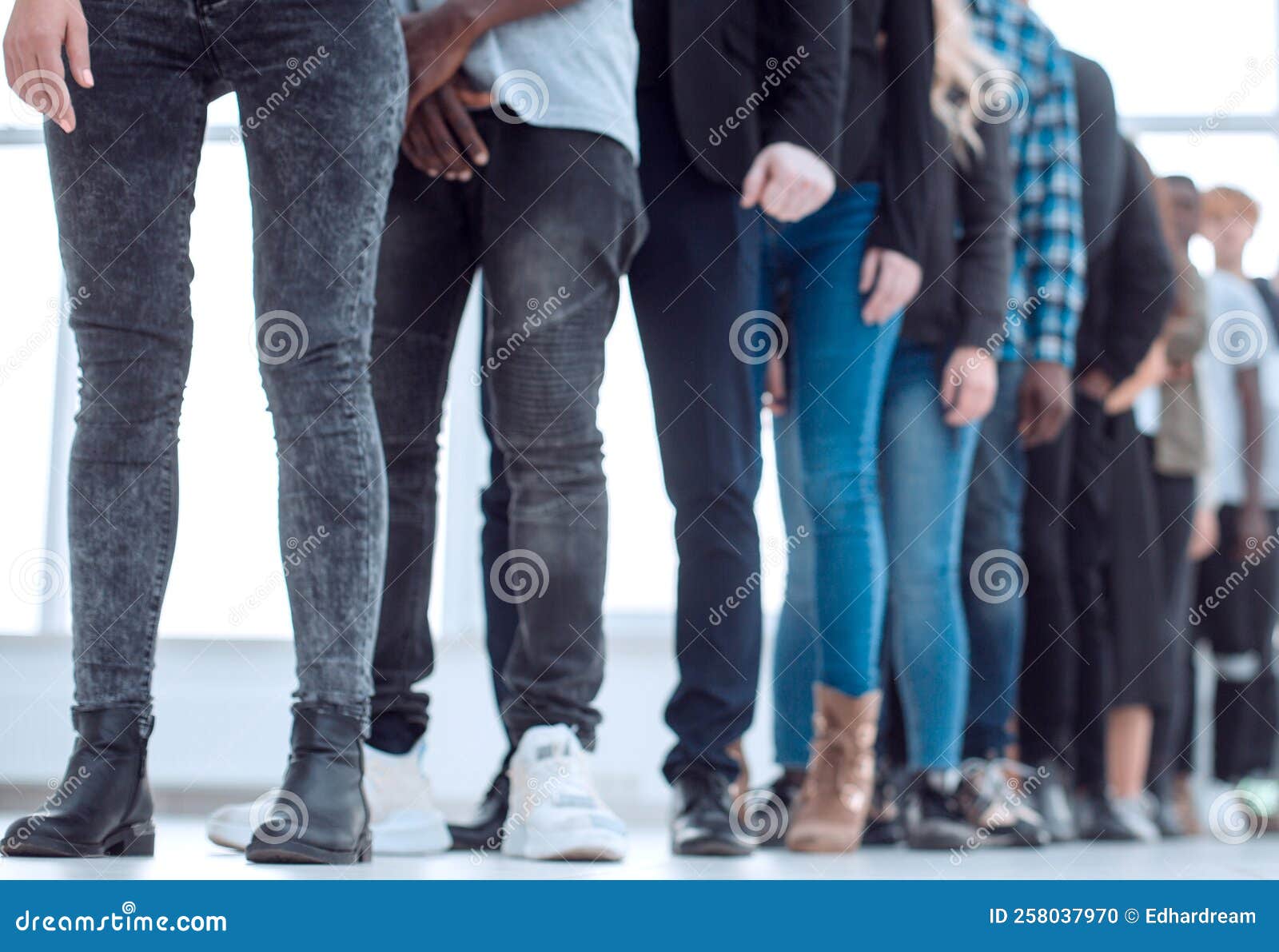 Group of Diverse Young People Standing in a Queue. Stock Photo - Image ...