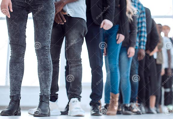 Group of Diverse Young People Standing in a Queue. Stock Photo - Image ...