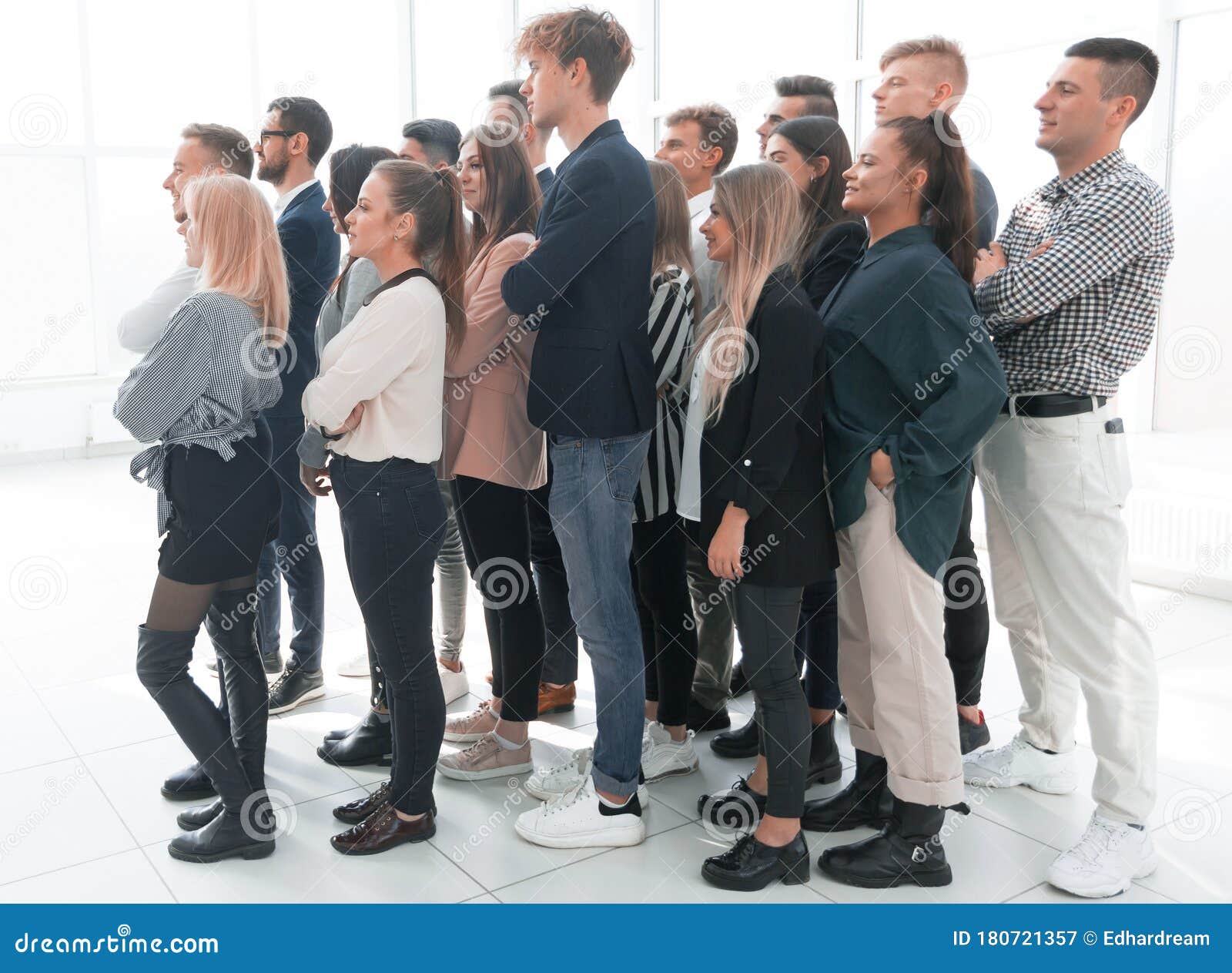 Group of Diverse Young People Standing Together and Looking Ahead Stock ...