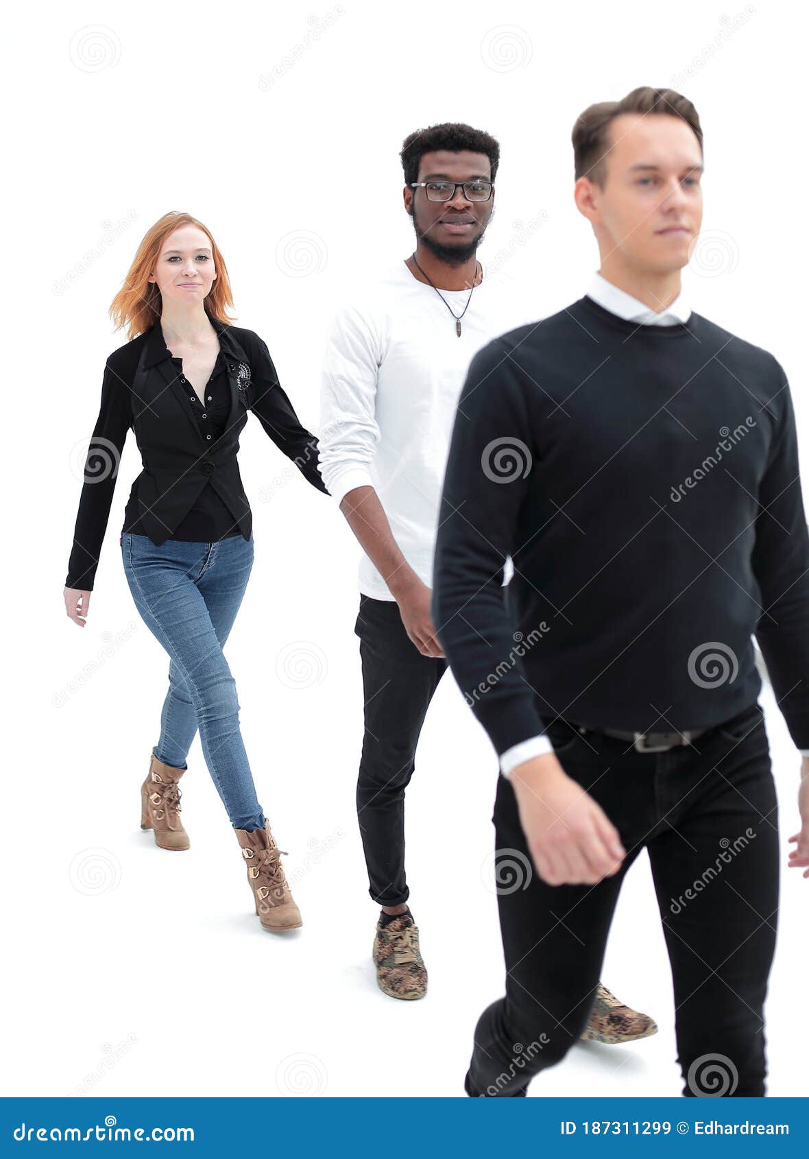 Group of Diverse Young People Striding Forward. Stock Image - Image of ...