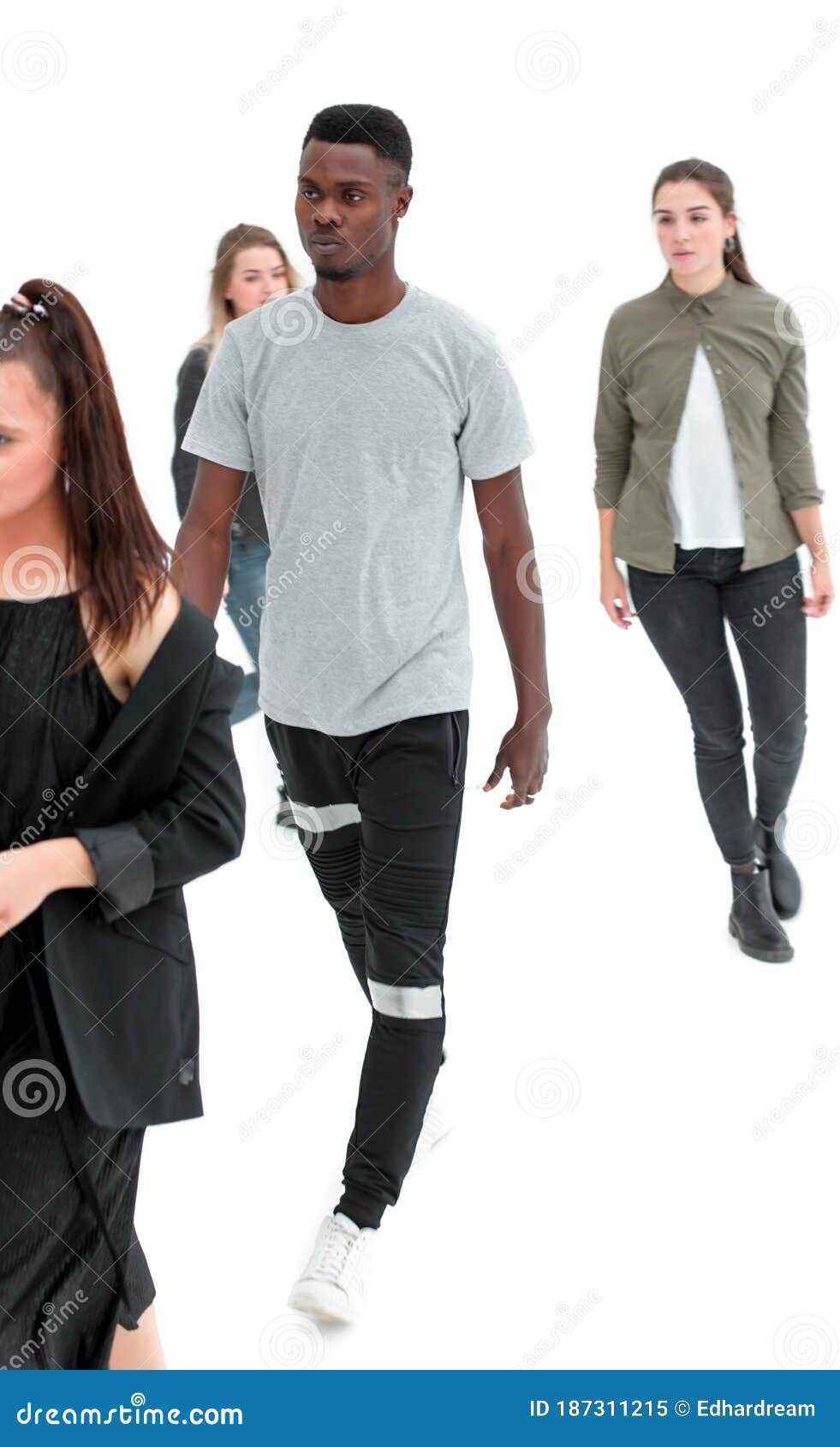 Group of Diverse Young People Striding Forward. Stock Image - Image of ...