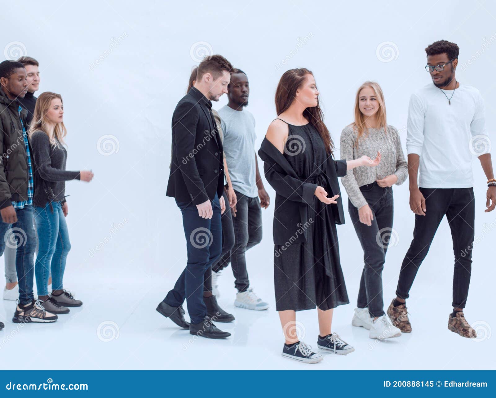 Group of Diverse Young People Walking in One Direction Stock Image ...