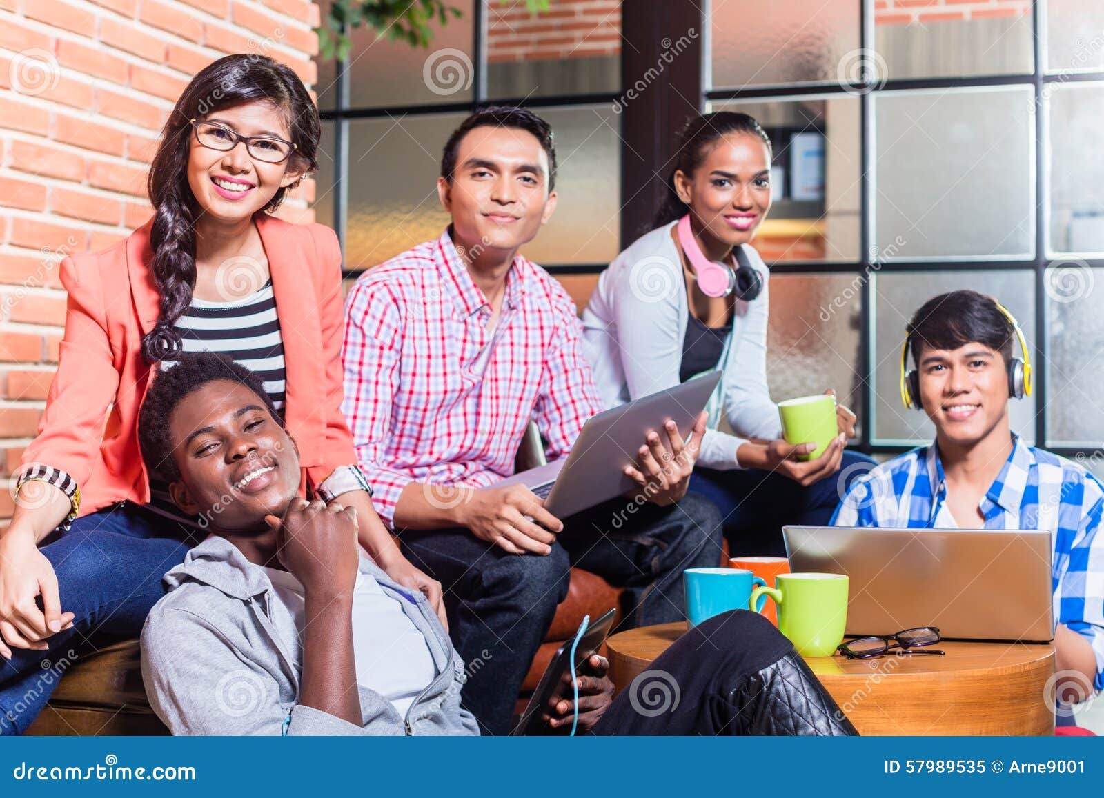 Group of Diversity College Students Learning on Campus Stock Image ...