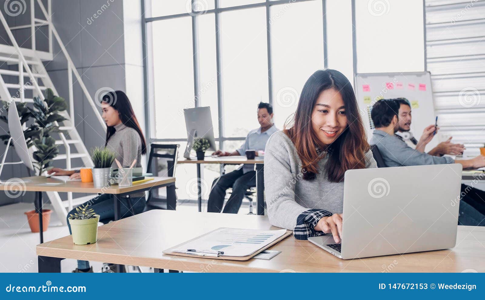 Group of Diversity Creative Designer Working at Modern Office Building ...