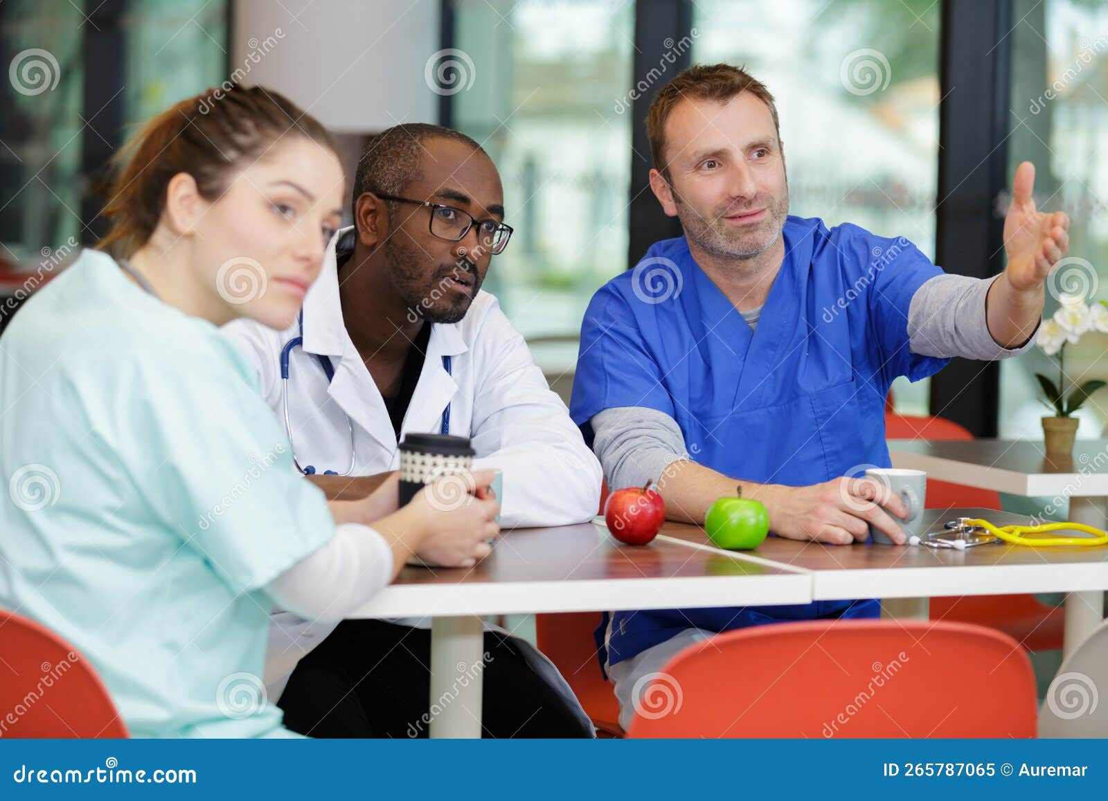 Group Doctors in Cafeteria or Canteen Relaxing Stock Image - Image of ...