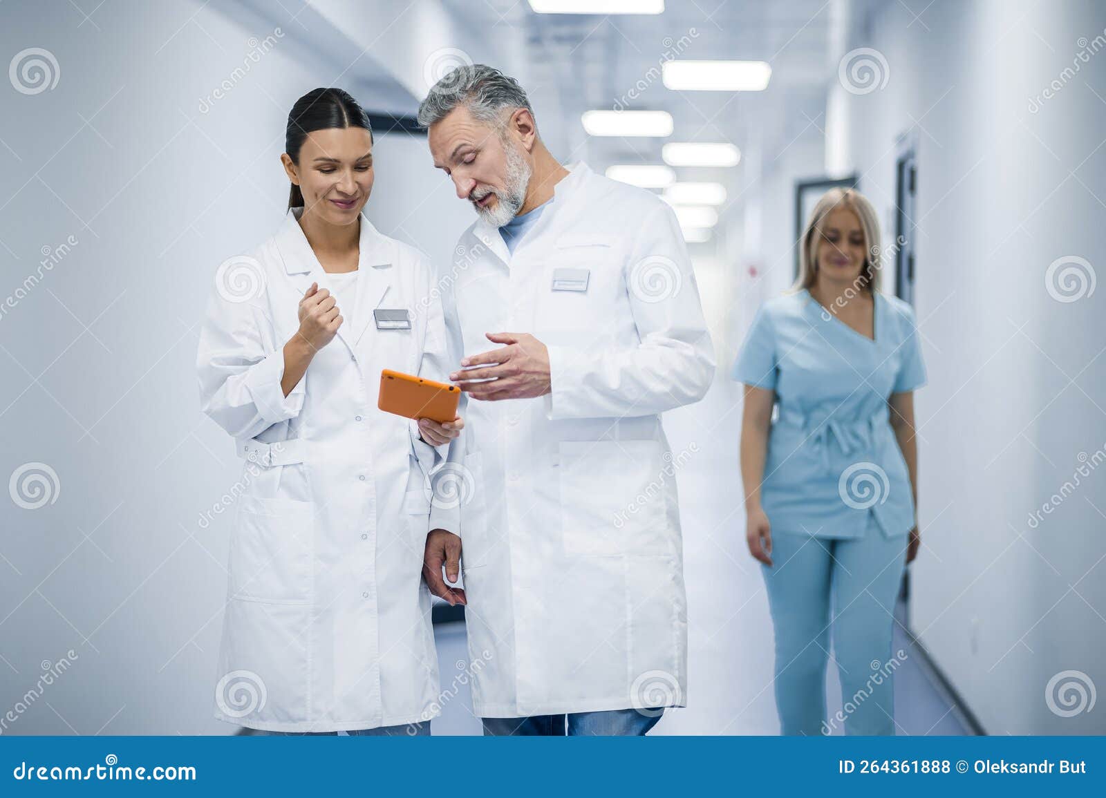 Group of Doctors in the Clinic Corridor Stock Photo - Image of ...
