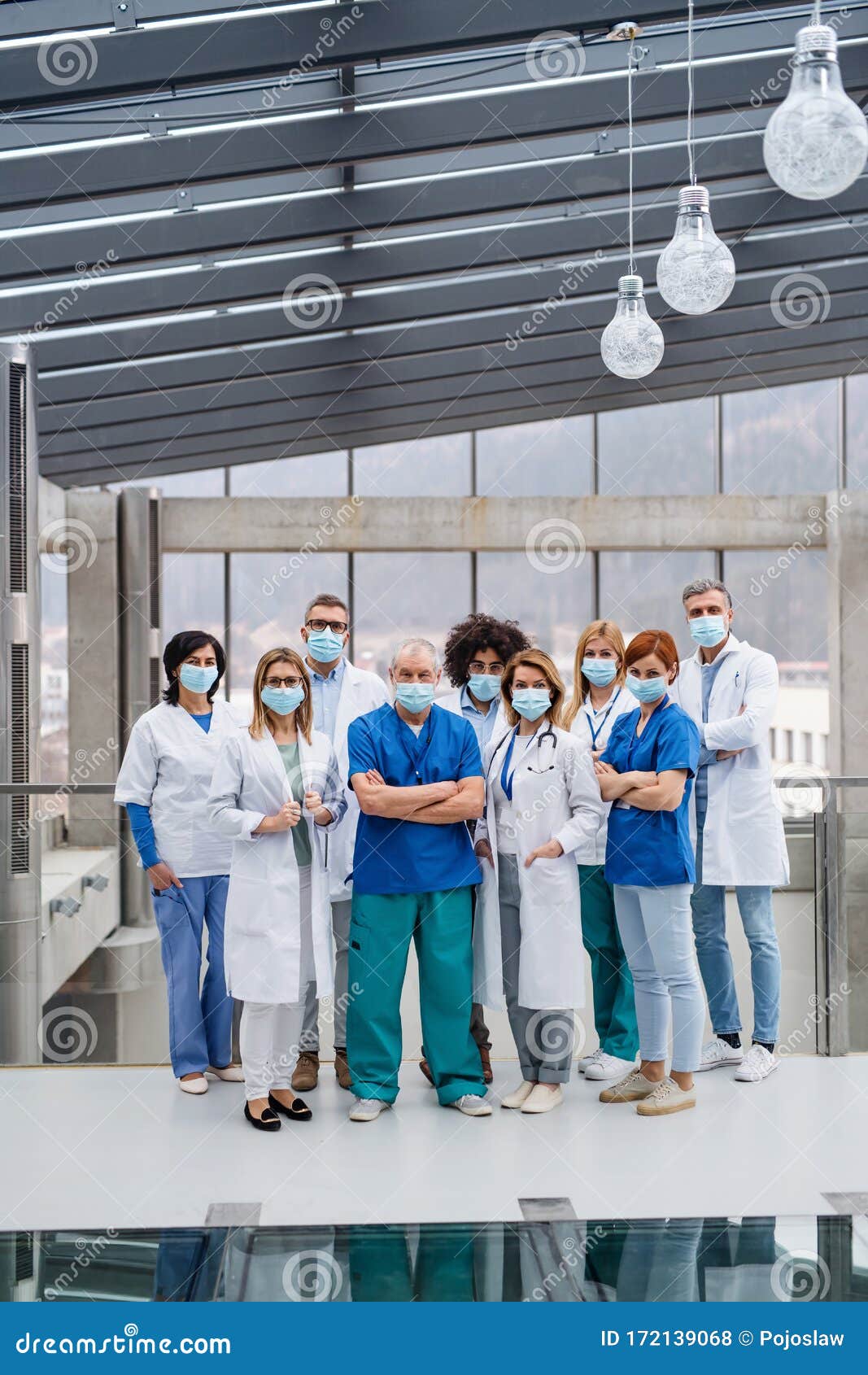 Group of Doctors with Face Masks Looking at Camera, Corona Virus ...