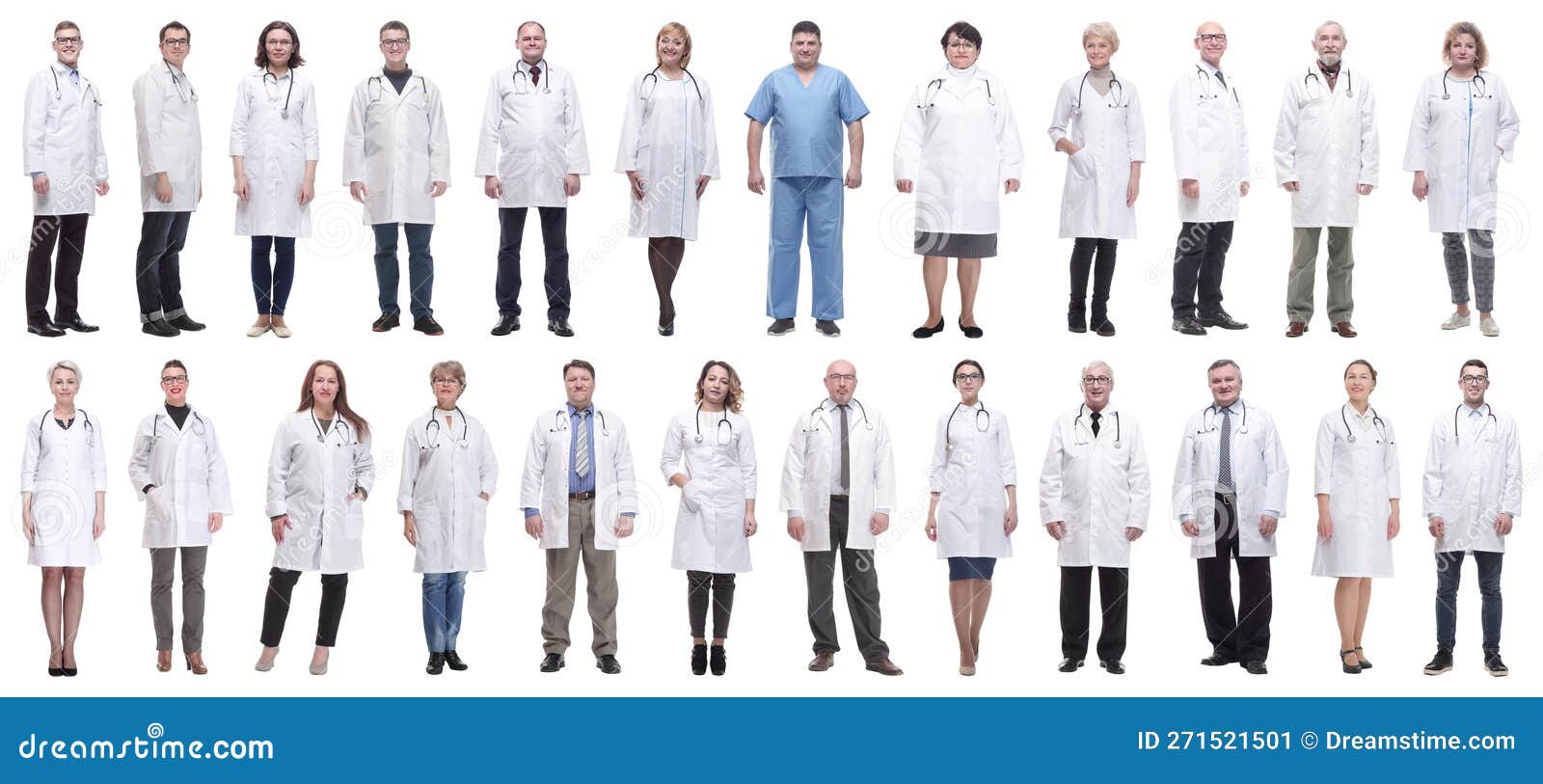 Group of Doctors in Full Length Isolated on White Stock Image - Image ...