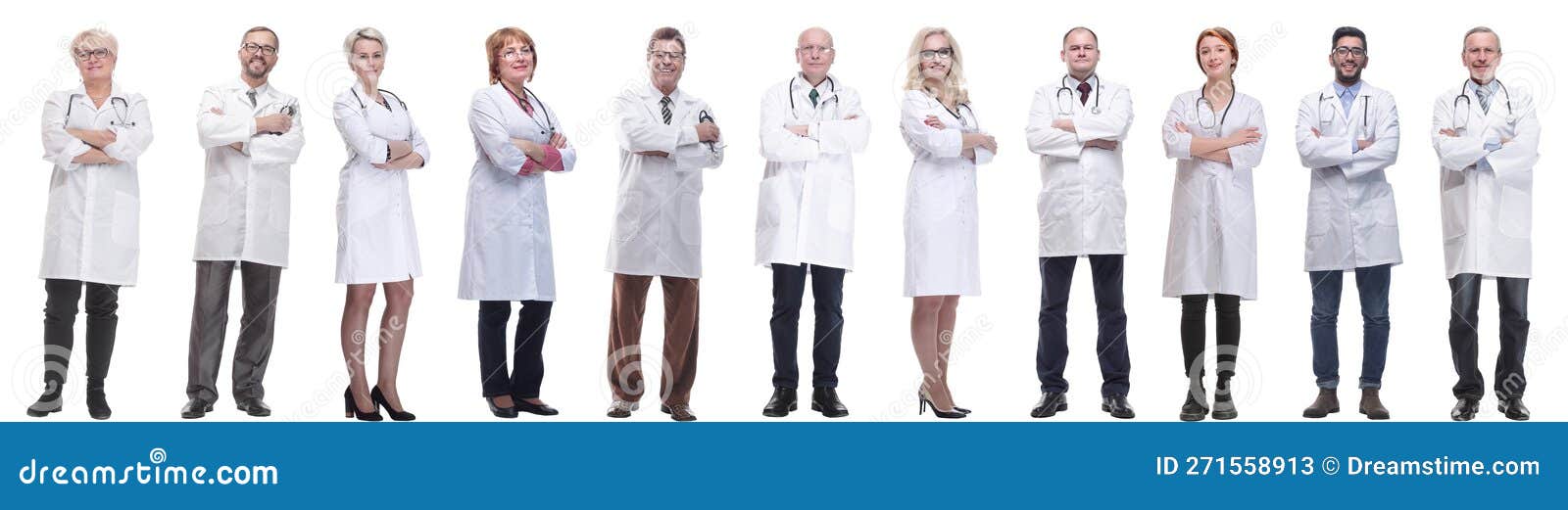 Group of Doctors in Full Length Isolated on White Stock Image - Image ...