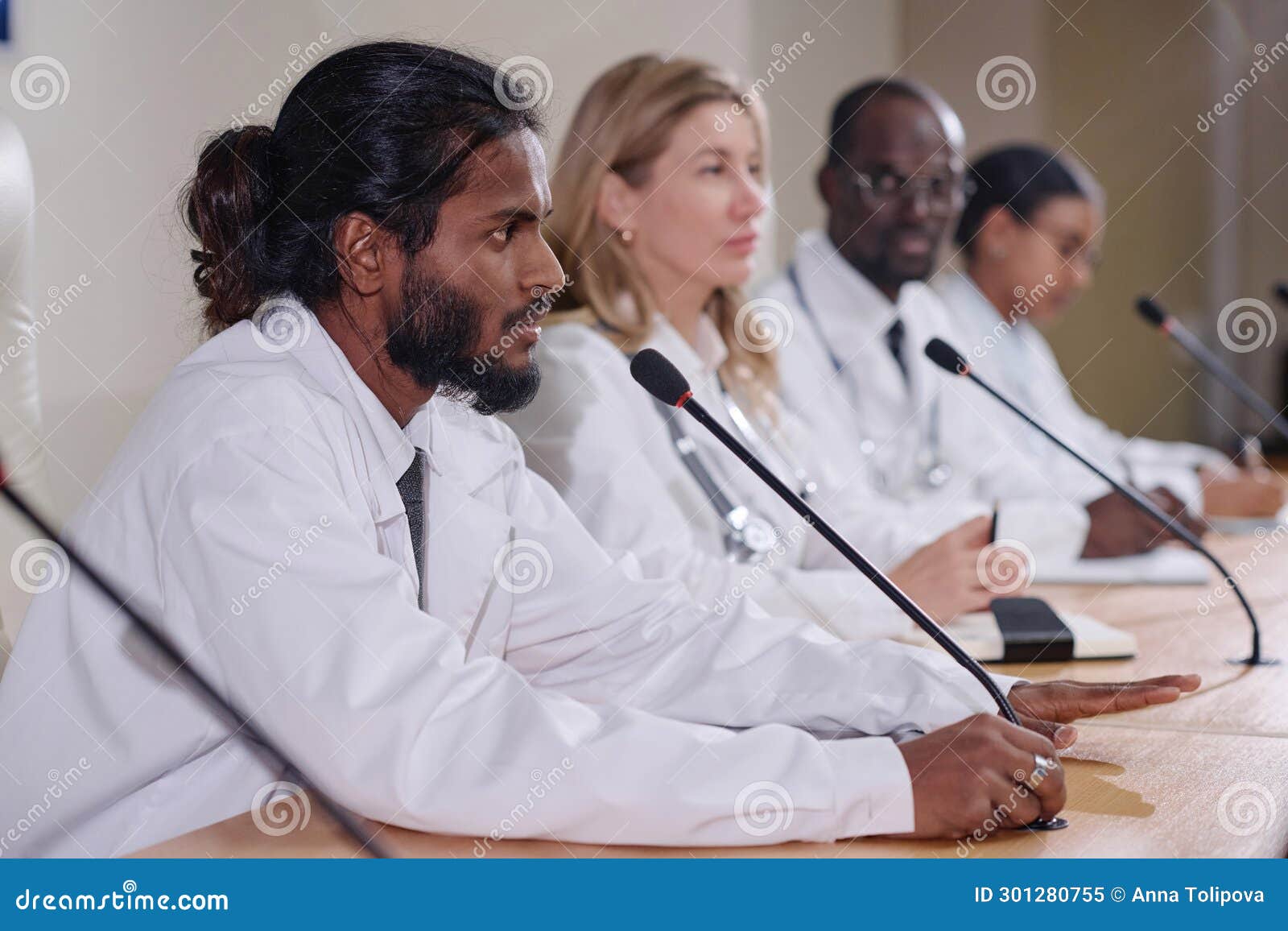 Group of Doctors Giving an Interview Stock Image - Image of ...