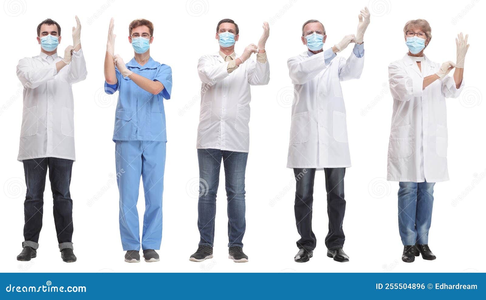 Group of Doctors in Mask Isolated on White Stock Photo - Image of ...