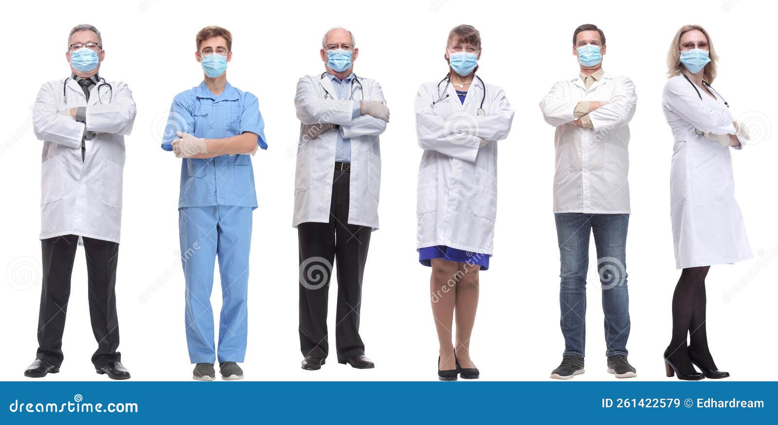 Group of Doctors in Mask Isolated on White Stock Image - Image of ...
