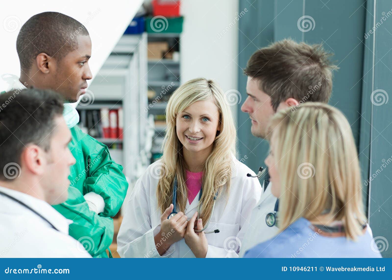 Group of Doctors Speaking in the Hospital Stock Image - Image of ...