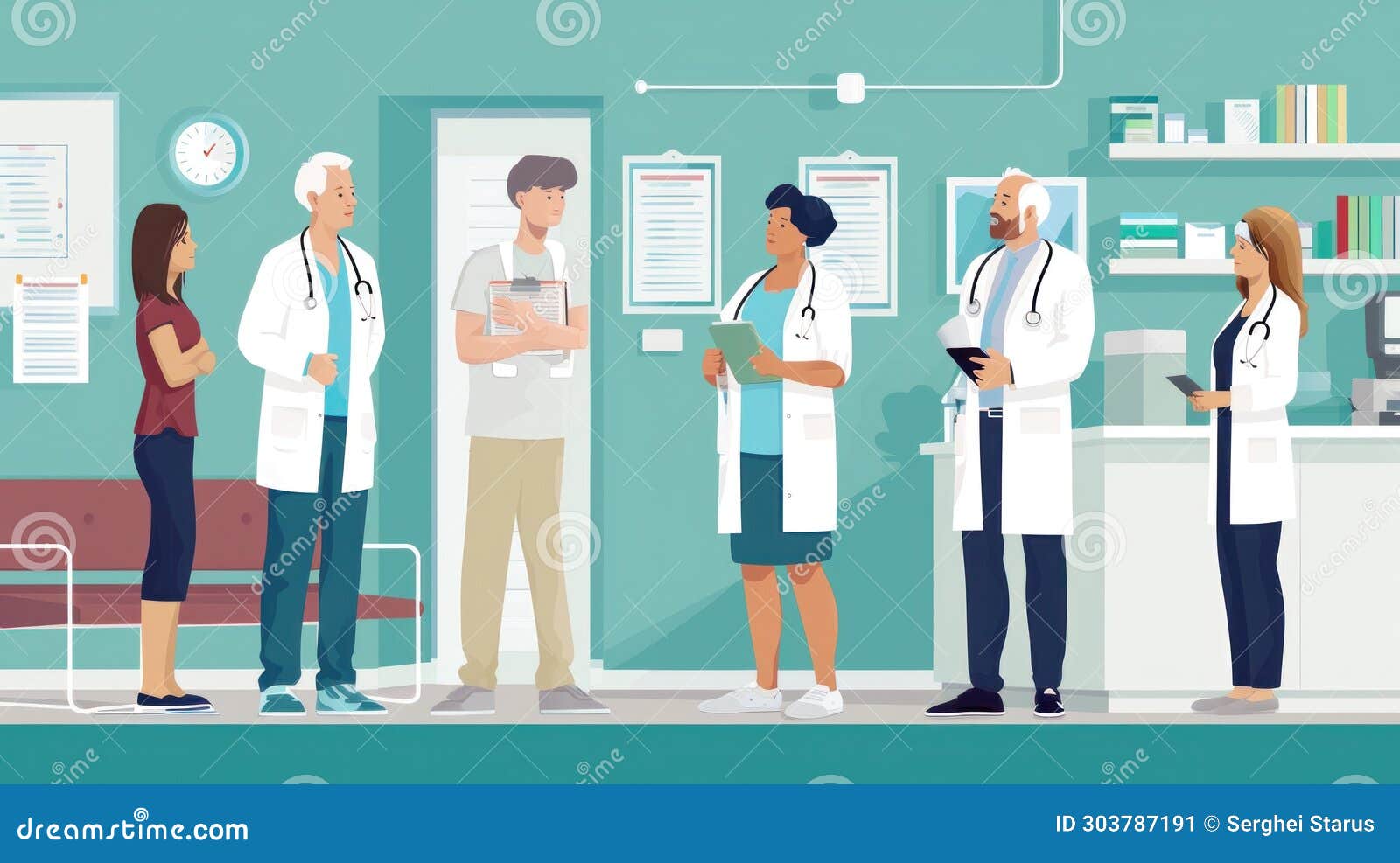 A Group of Doctors Standing Around a Patient in the Hospital, AI Stock ...