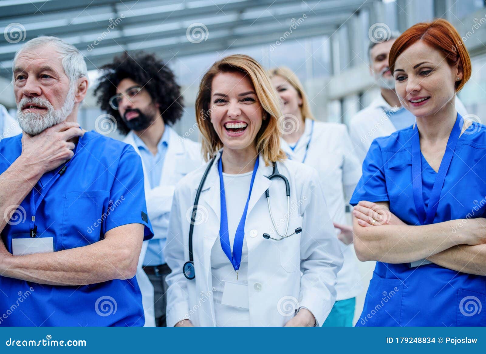 Group of Doctors Standing on Conference, Medical Team Laughing. Stock ...