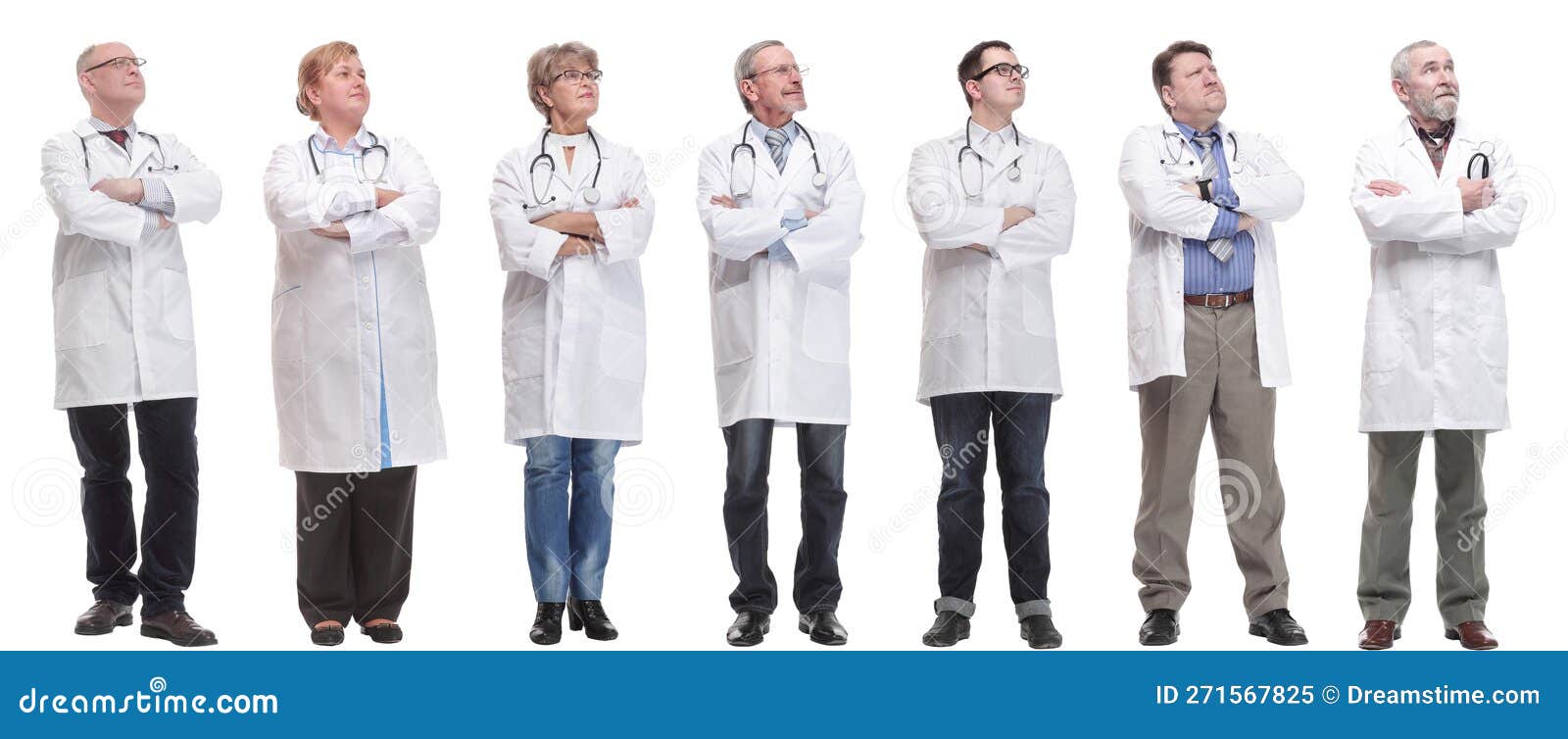 Group of Doctors Standing in Full Length Isolated on White Stock Image ...