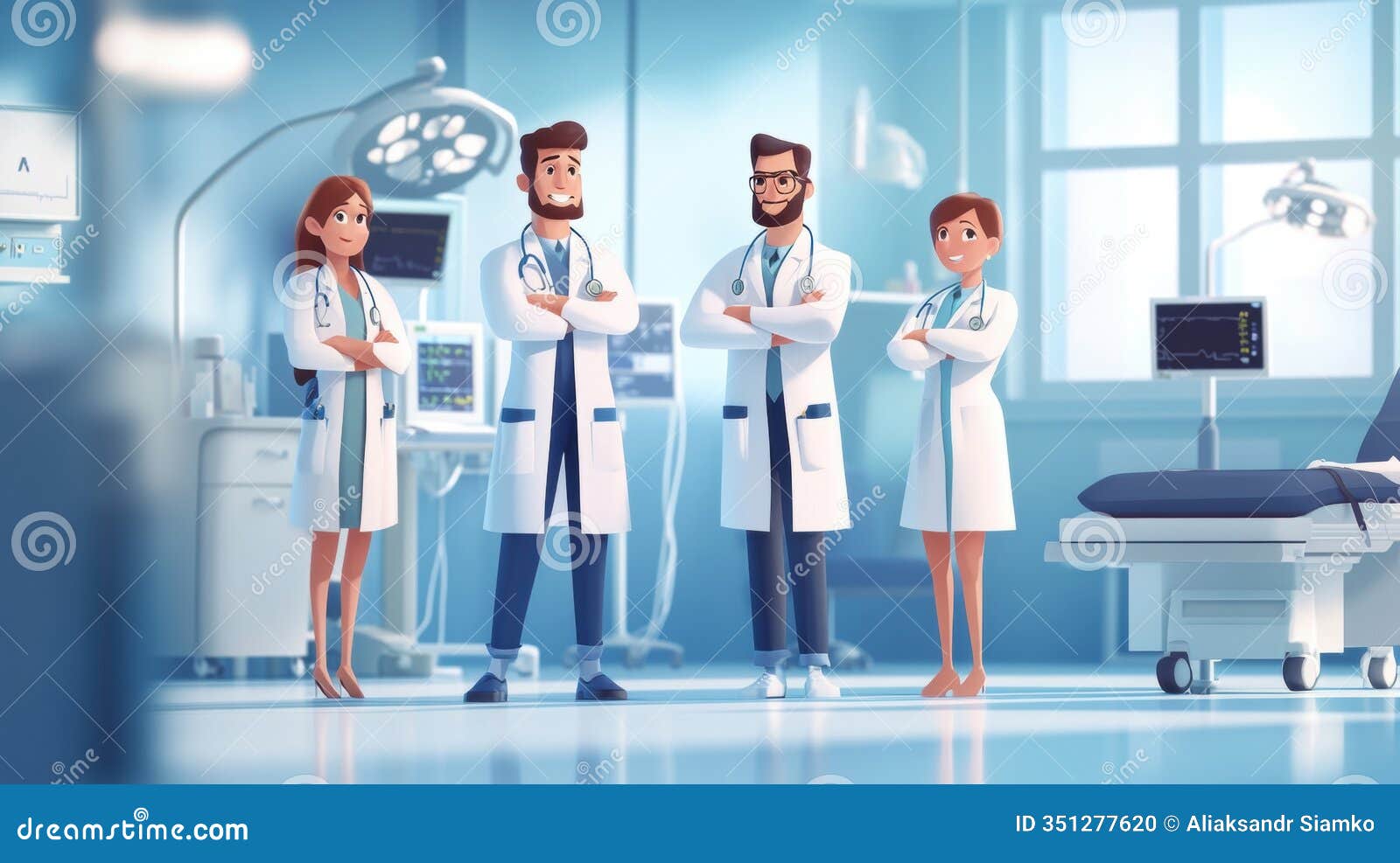 Doctors Standing Confidently And Superhero Shadow Appears Behind On The ...