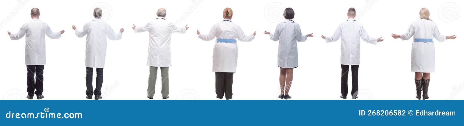 Group of Doctors Standing with Their Backs Isolated Stock Photo - Image ...