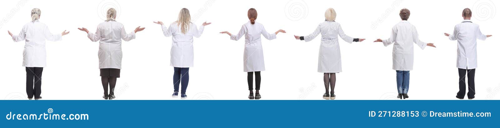 Group of Doctors Standing with Their Backs Isolated Stock Image - Image ...