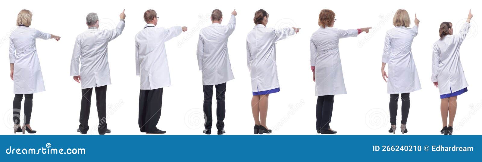 Group of Doctors Standing with Their Backs Isolated Stock Photo - Image ...