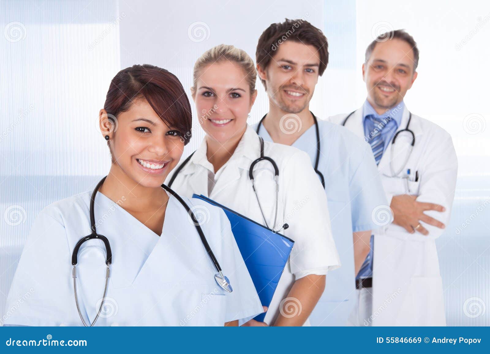 Group of Doctors Standing Together Over White Stock Image - Image of ...