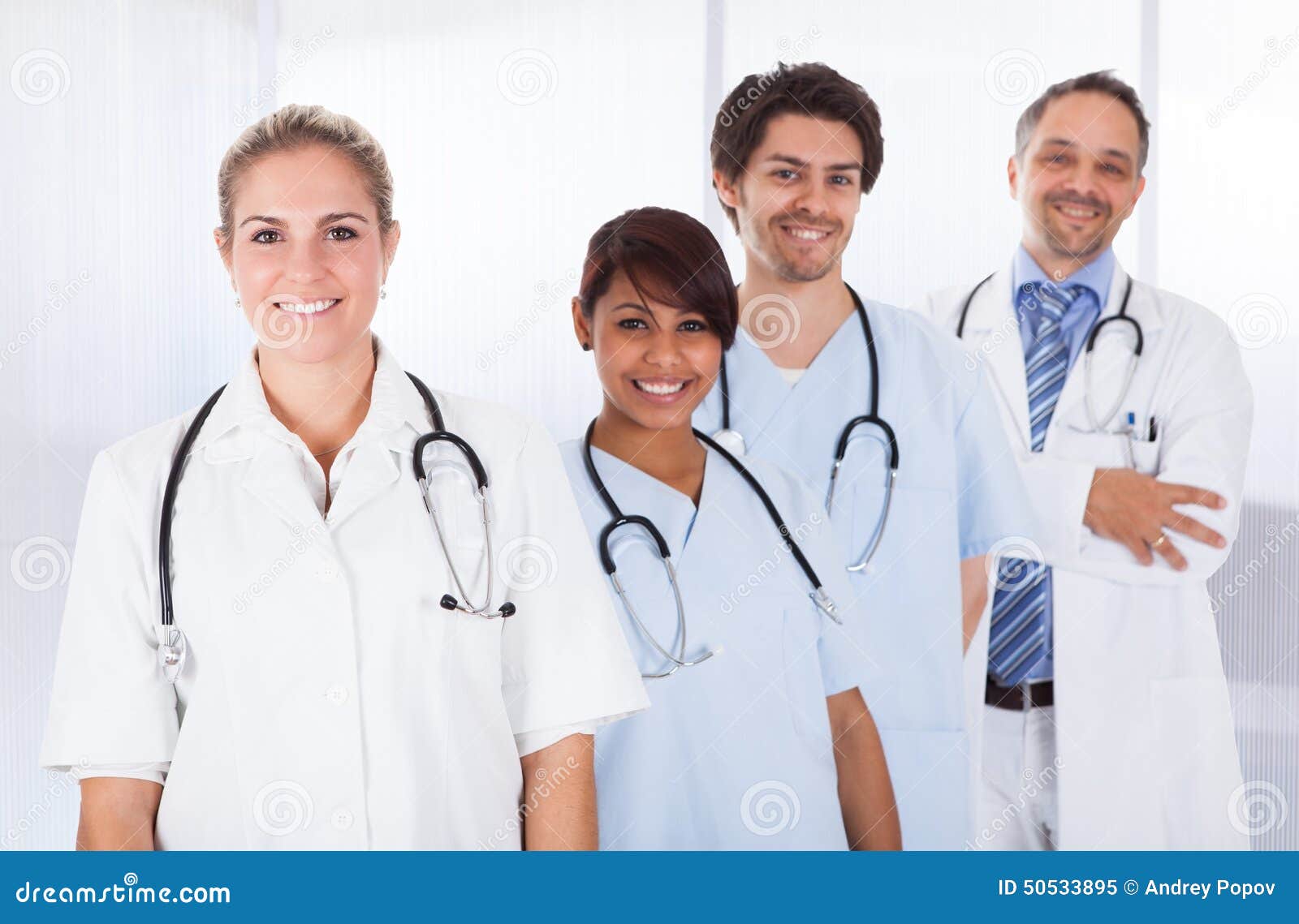 Group of Doctors Standing Together Over White Stock Image - Image of ...