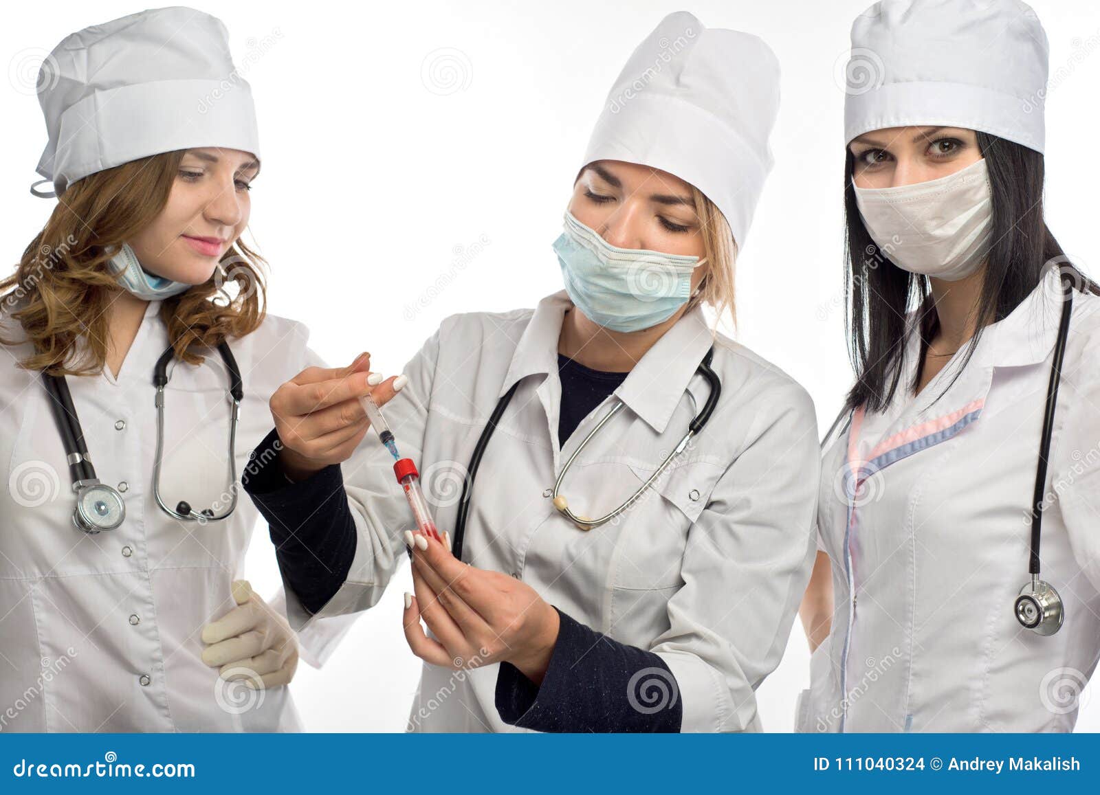 Preparation for Giving an Injection by the Young Health Workers Stock ...