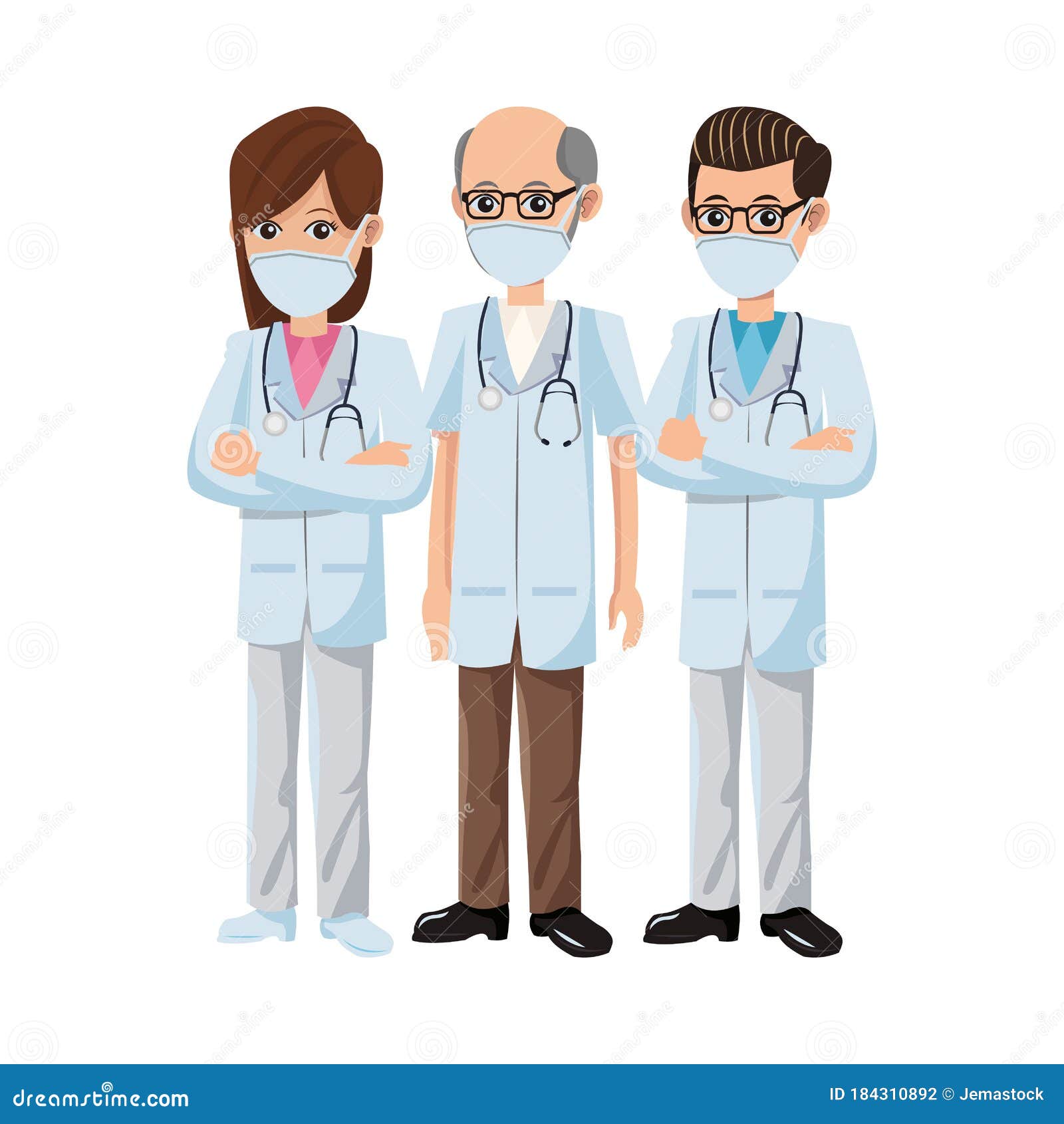 Group of Doctors Using Medical Masks Stock Vector - Illustration of ...