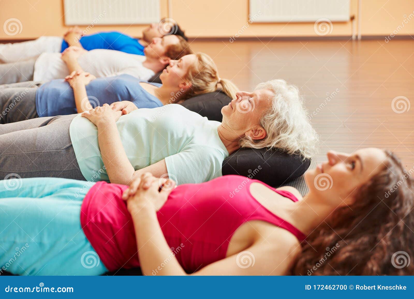 Group Does Meditation after Yoga Class Stock Photo - Image of class ...