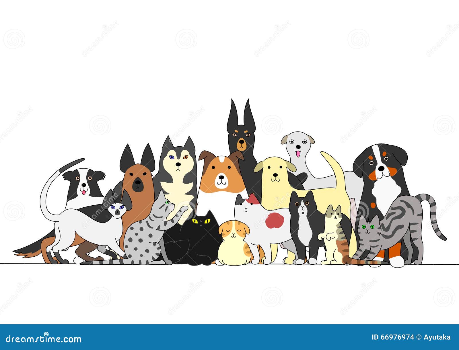 Group of dogs and cats stock vector. Illustration of front - 66976974