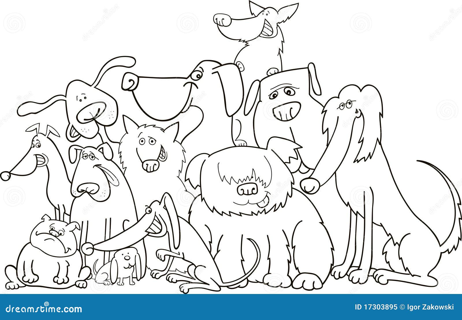 Group of dogs for coloring stock vector. Illustration of pointer - 17303895