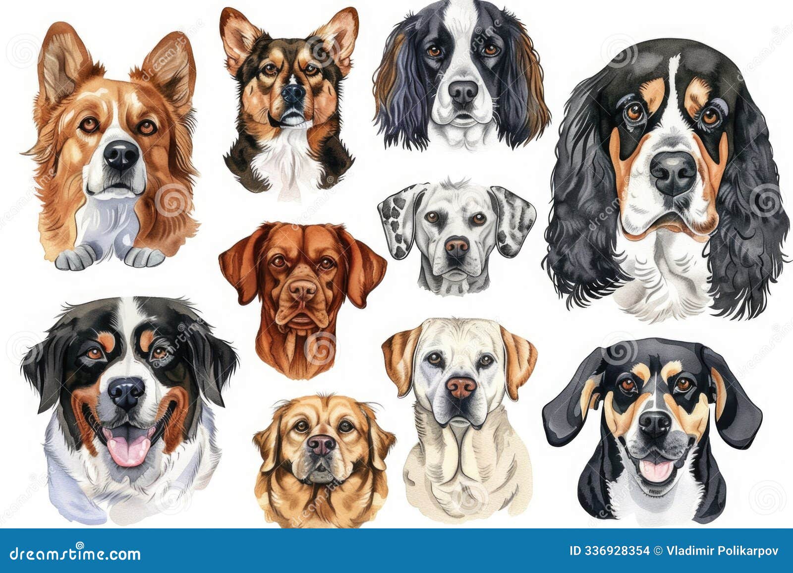 A Group of Dogs Sitting Together on the Floor, All Looking at Something ...