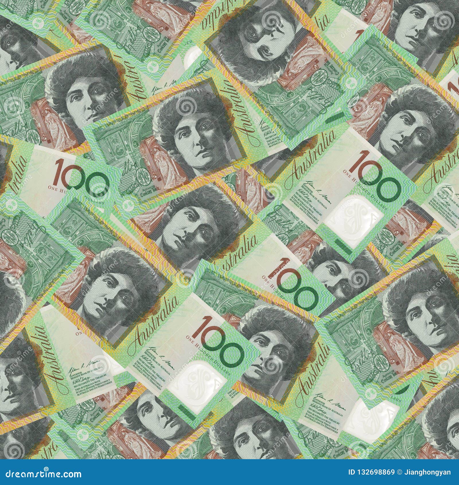 Group of 100 Dollar Australian Notes Green Colro Stock Image - Image of ...