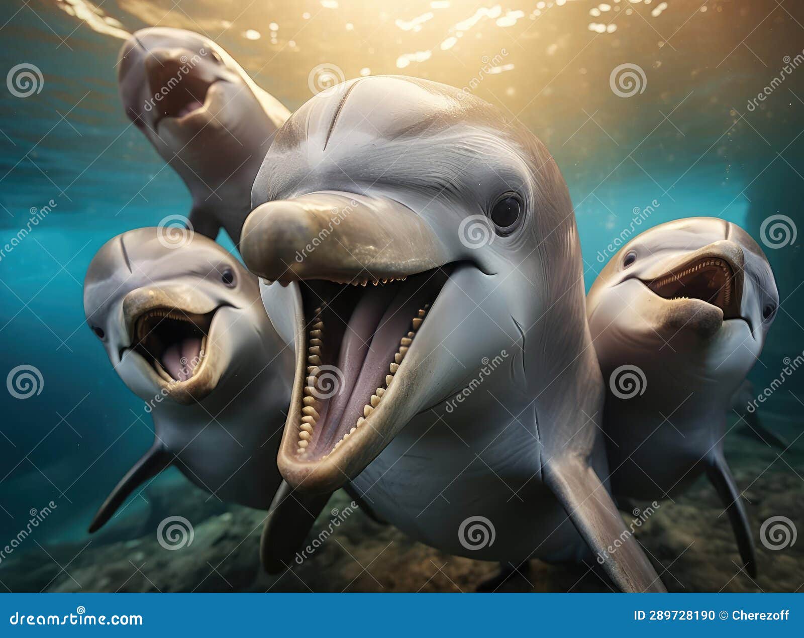 A Group of Dolphins Looking at the Camera Stock Illustration ...
