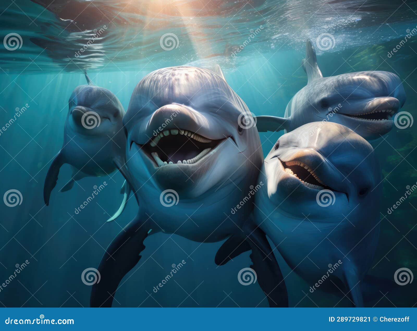 A Group of Dolphins Looking at the Camera Stock Image - Image of ...