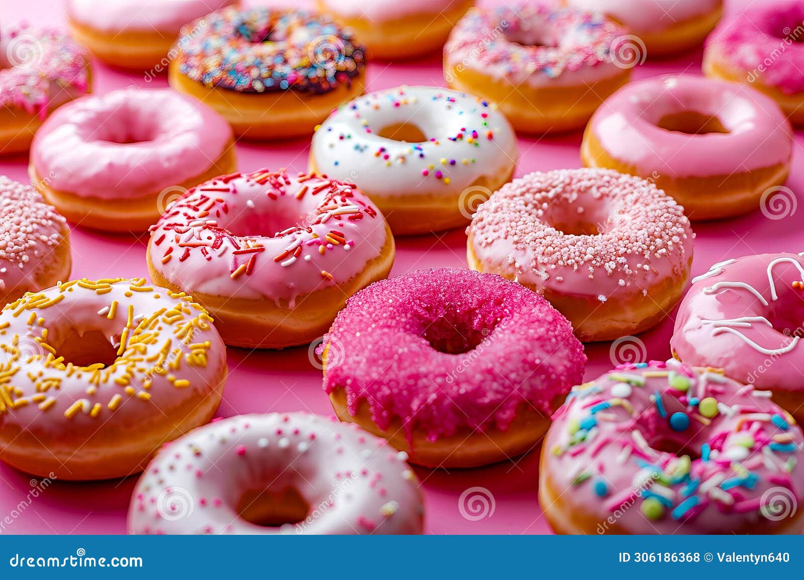 Group of Donuts with Different Frosting and Sprinkle Combinations ...