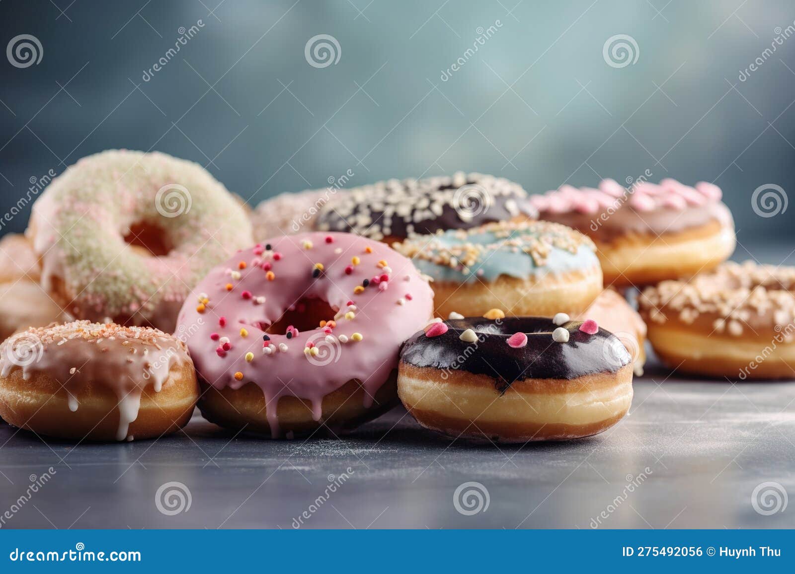 Group of Donuts on Pastel Background, Shot Using a Leica Camera, Soft ...