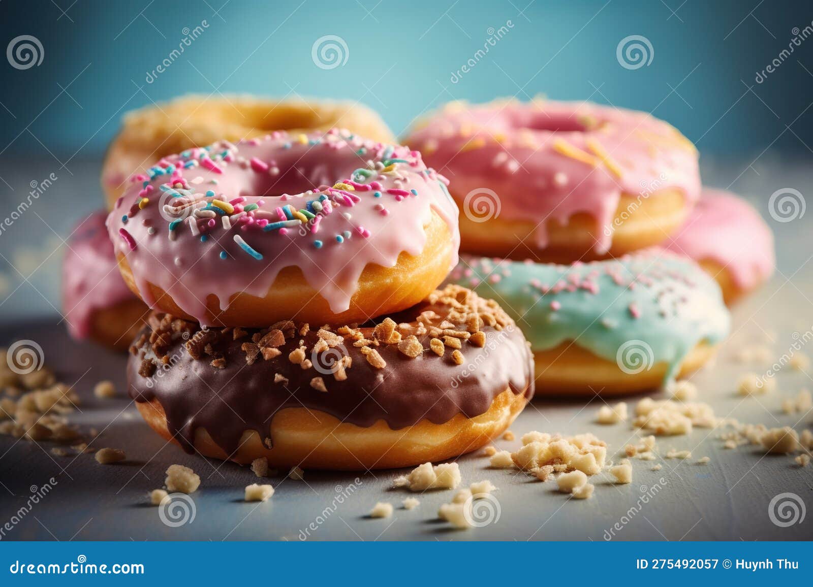 Group of Donuts on Pastel Background, Shot Using a Leica Camera, Soft ...